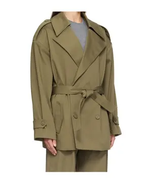 THE FRANKIE SHOP Zurich Oversized Short Trench Coat - Khaki