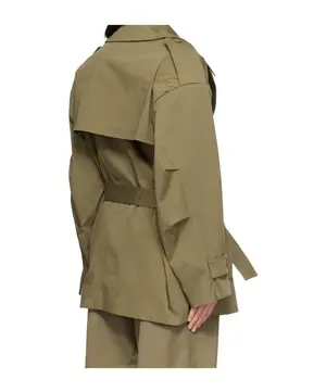 THE FRANKIE SHOP Zurich Oversized Short Trench Coat - Khaki