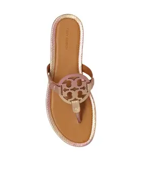 Tory Burch Miller Embossed Leather Sandals - Nude