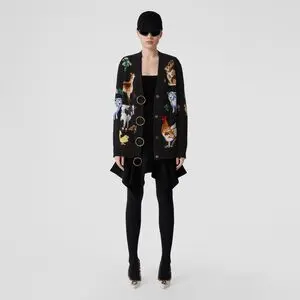 Burberry V-neck Farm Animal Intarsia Knit Cardigan