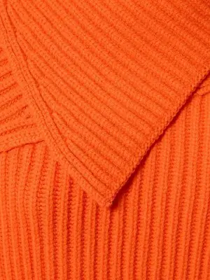 JIL SANDER Ribbed Knit Long Sleeve Sweater With Side Slits