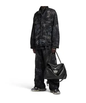 Balenciaga Oversized Button-up Jacket With Engraved Flex Buttons - Black