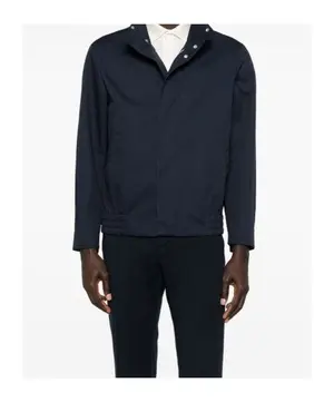 LARDINI Elasticated-hem Bomber Jacket - Blue