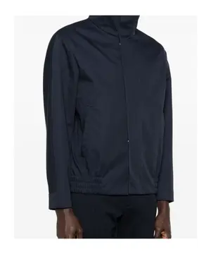 LARDINI Elasticated-hem Bomber Jacket - Blue