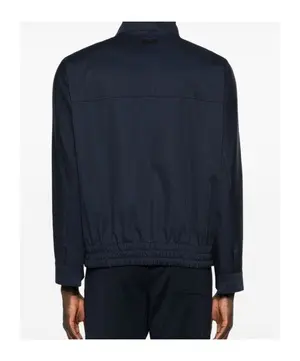 LARDINI Elasticated-hem Bomber Jacket - Blue