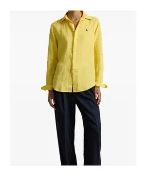 Polo Ralph Lauren Embroidered Logo Long Sleeve Shirt - Yellow