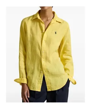 Polo Ralph Lauren Embroidered Logo Long Sleeve Shirt - Yellow