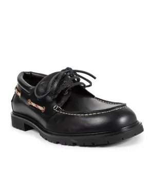 Burberry Ekd Charm Lace-up Boat Shoes - Black