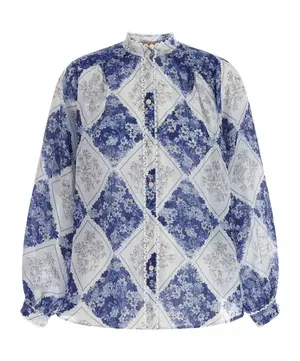TWINSET Floral Print Ramie Shirt