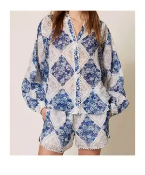 TWINSET Floral Print Ramie Shirt