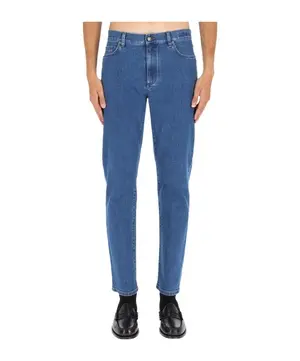 Zegna Logo Patch Straight Leg Jeans