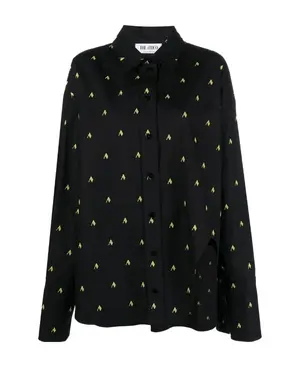 Attico Diana Printed Oversized Buttoned Shirt - Black