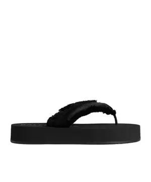 Balenciaga Frayed Platform Thong Flip-flops - Black