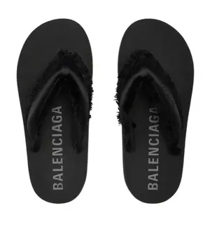 Balenciaga Frayed Platform Thong Flip-flops - Black