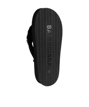 Balenciaga Frayed Platform Thong Flip-flops - Black