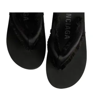 Balenciaga Frayed Platform Thong Flip-flops - Black