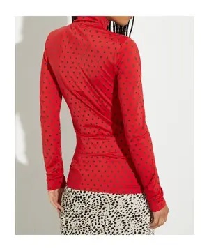 MAXCO. Max&co. Polka Dot Turtleneck T-shirt And Gloves Set
