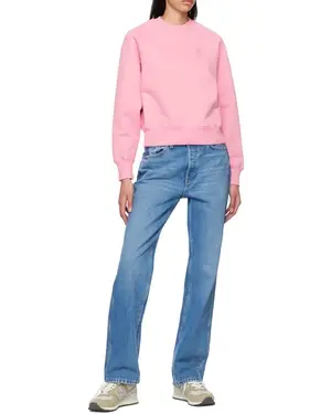 AMI Paris Tonal Logo Organic Cotton Sweatshirt - Pink