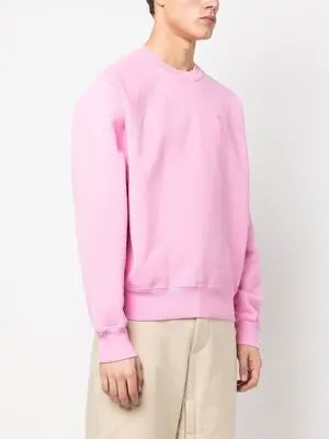 AMI Paris Tonal Logo Organic Cotton Sweatshirt - Pink