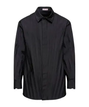 Valentino Garavani Textured Pleated Long-sleeved Shirt