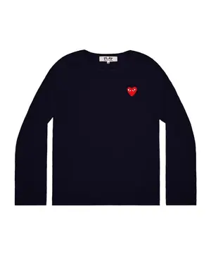 Play Comme Des Garcon Long-sleeved Knitwear With Heart Logo - Navy Blue