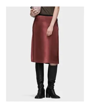 MAISON MARGIELA Satin Midi Skirt - Bordeaux