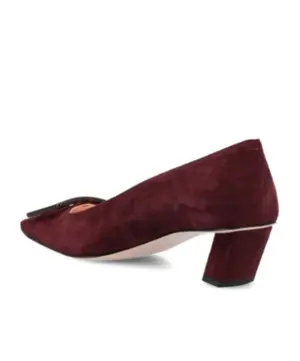 ROGER VIVIER Square-toe Slip-on Pumps With Square Buckle - Brown