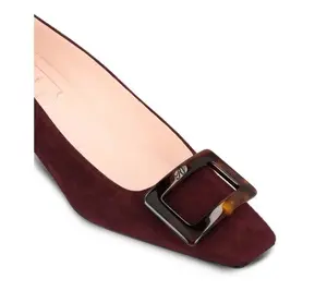 ROGER VIVIER Square-toe Slip-on Pumps With Square Buckle - Brown
