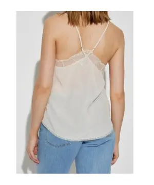Zadig&Voltaire Spaghetti Strap Camisole With Lace Trim - Cream