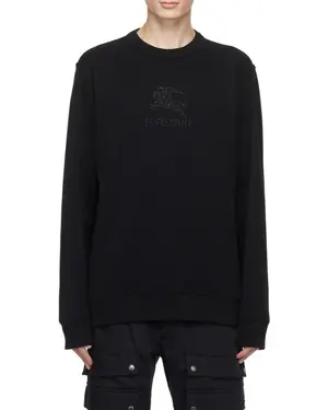 Burberry Crewneck Sweatshirt With Embroidered Logo - Black