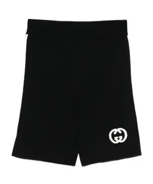 Gucci Ribbed Gg Intarsia Knit Shorts - Black