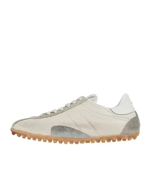 MAISON MARGIELA Textured Leather And Suede Sneakers - Cream