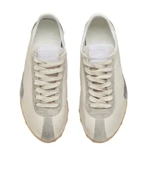 MAISON MARGIELA Textured Leather And Suede Sneakers - Cream