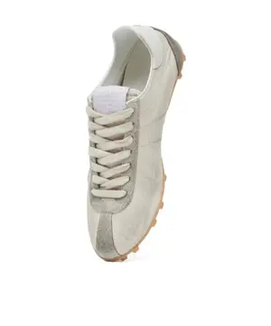 MAISON MARGIELA Textured Leather And Suede Sneakers - Cream