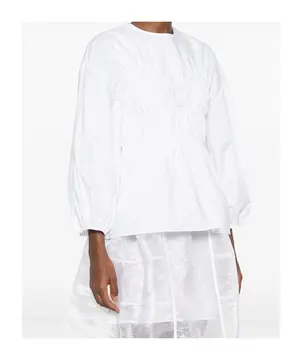 Cecilie Bahnsen Gathered Round Neck Top - White