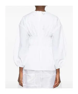 Cecilie Bahnsen Gathered Round Neck Top - White