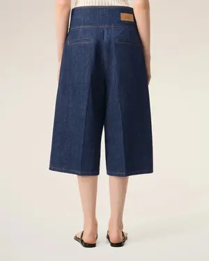 AMI Paris High-waisted Loose Fit Denim Culottes - Indigo