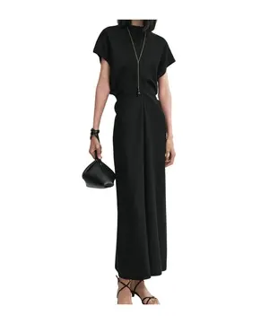 TOTEME Slouch-waist Gathered Maxi Dress - Black