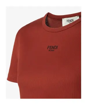Fendi Embroidered Logo Crewneck Cropped T-shirt - No