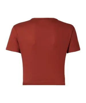 Fendi Embroidered Logo Crewneck Cropped T-shirt - Red
