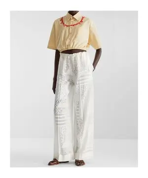 Fendi Patchwork Motif Wide-leg Drawstring Pants