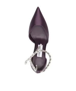 JIMMY CHOO Pointed Toe High Heel Pumps With Rhinestone Straps - Purple