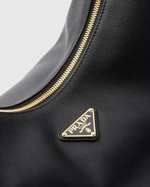 Prada Large Leather Shoulder Bag - Black