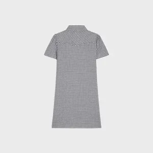 Celine Mini Shirt Dress In Vichy Silk