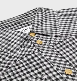 Celine Mini Shirt Dress In Vichy Silk