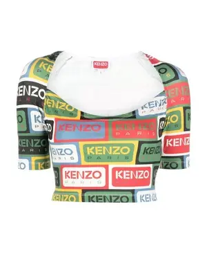 Kenzo All-over Logo Printed Crewneck Cropped Top