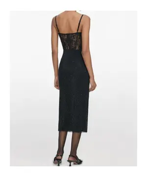 SELF-PORTRAIT Embellished Midi Skirt With Side Slit - Black