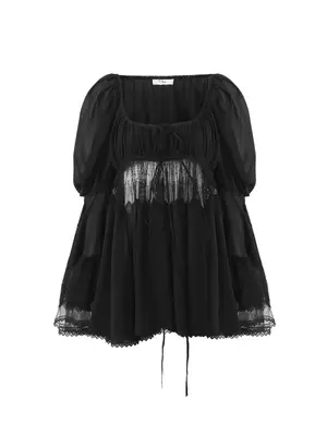 Chloé Puff-sleeve Ruffled Blouse In Organic Silk-georgette