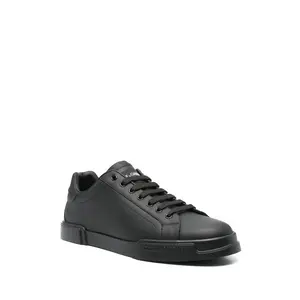 Dolce & Gabbana Embossed Logo Round Toe Sneakers - Black