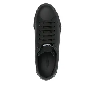 Dolce & Gabbana Embossed Logo Round Toe Sneakers - Black